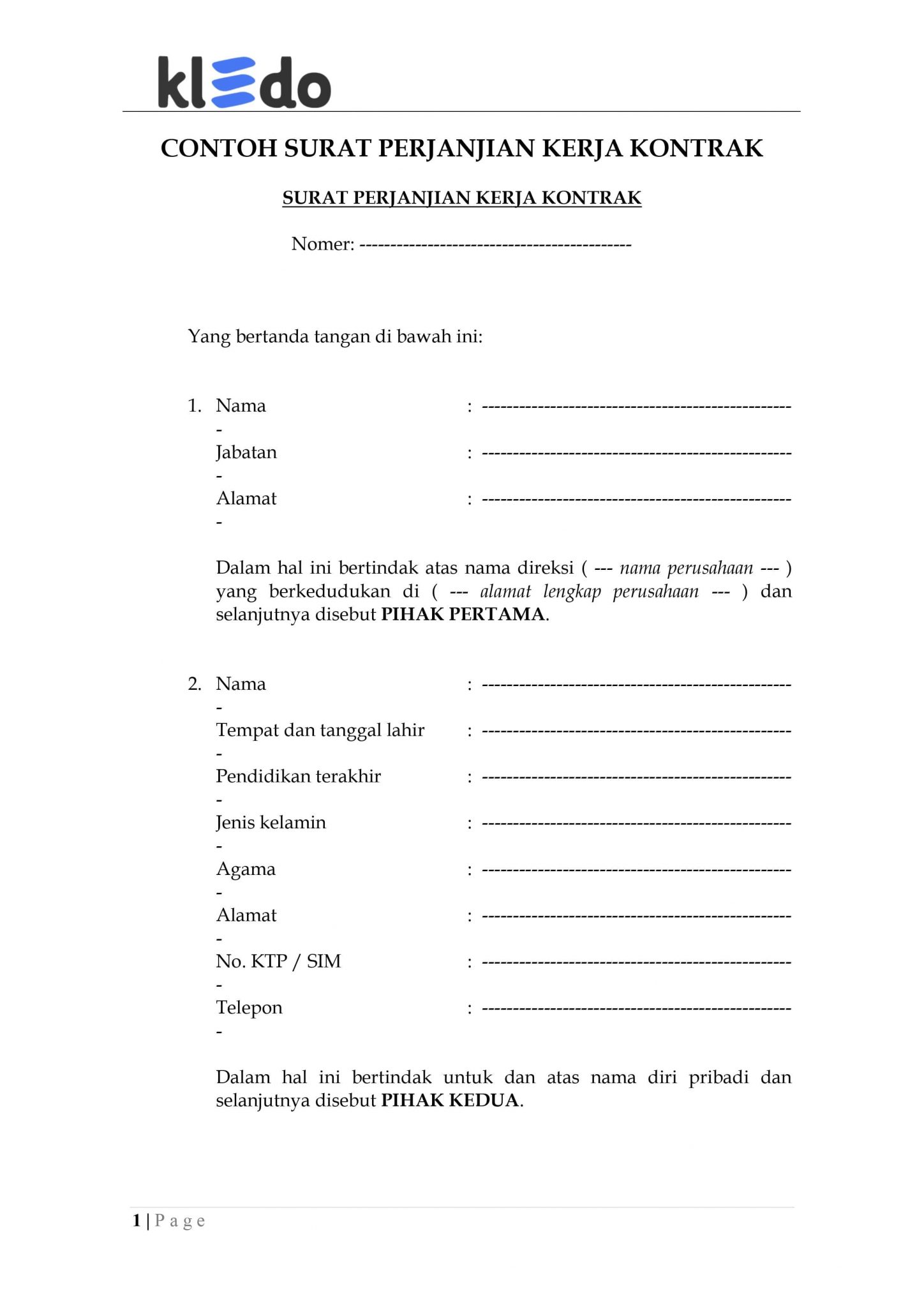 Download Contoh Pkwt Gratis Pengertian Dan Bedanya Dengan Pkwtt