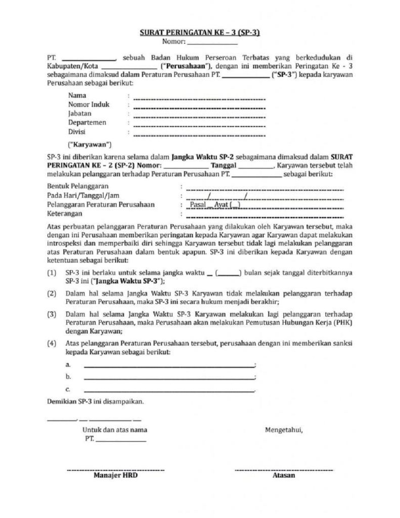 Download Contoh Surat Peringatan Karyawan Gratis - Gajihub Blog