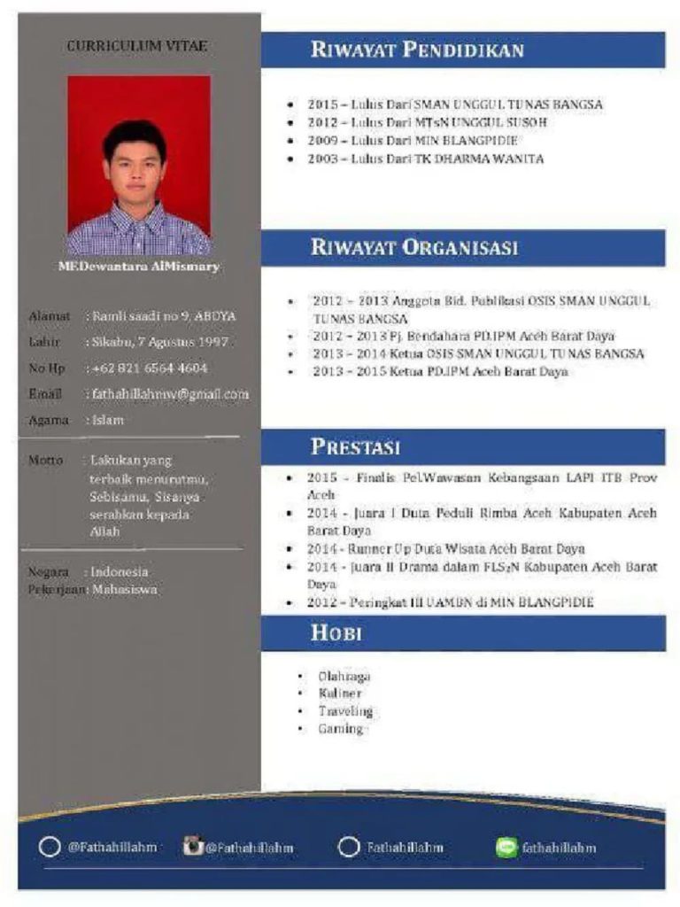 Download 13 Contoh CV Fresh Graduate Tanpa Pengalaman Kerja