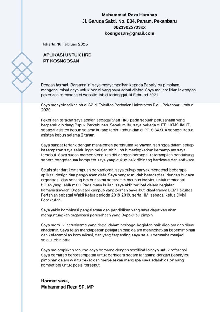 10 Contoh Cover Letter Yang Bisa di Unduh dan Bedanya dengan Resume