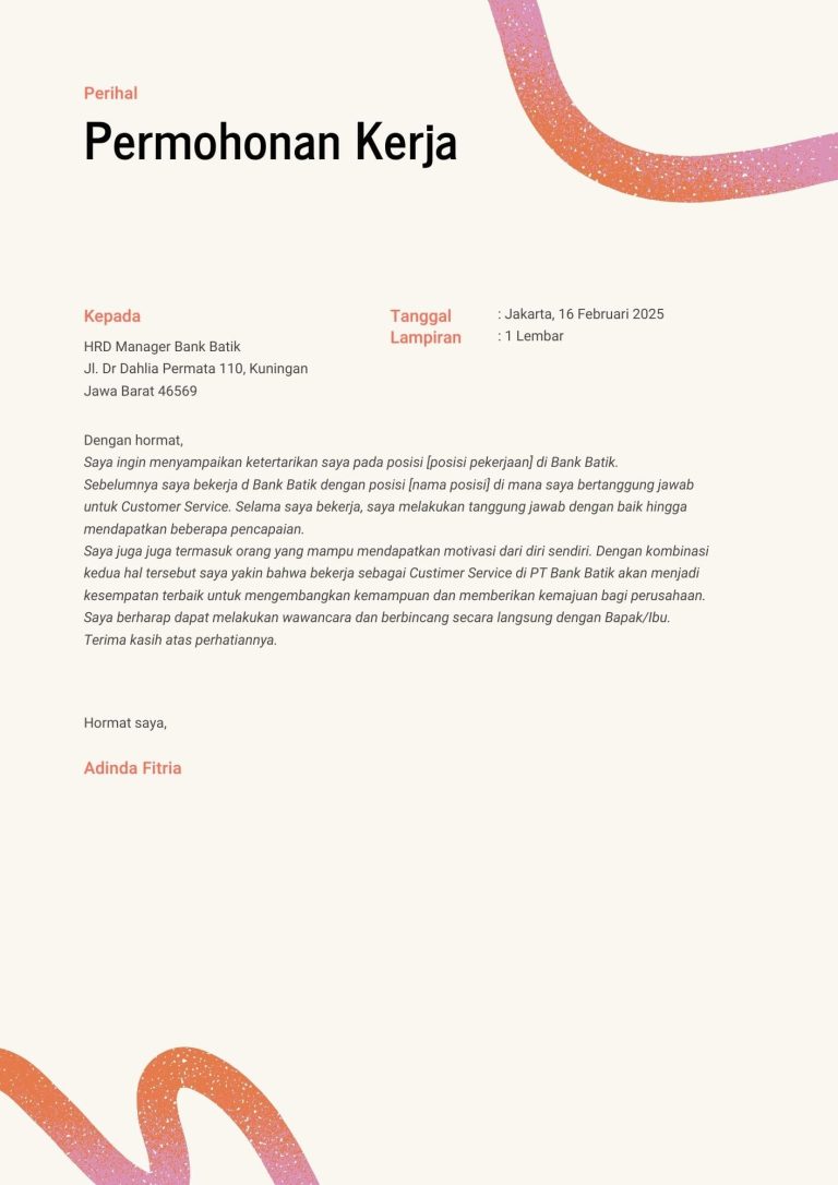 10 Contoh Cover Letter Yang Bisa di Unduh dan Bedanya dengan Resume