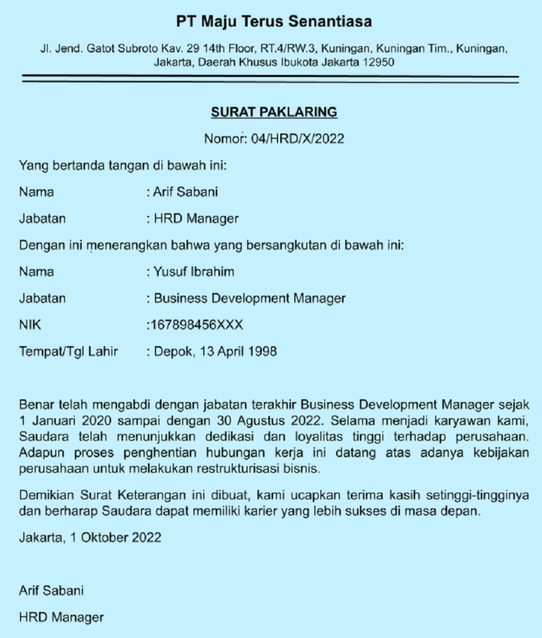 Surat Paklaring Kerja: Arti, Fungsi, Syarat hingga Templatenya