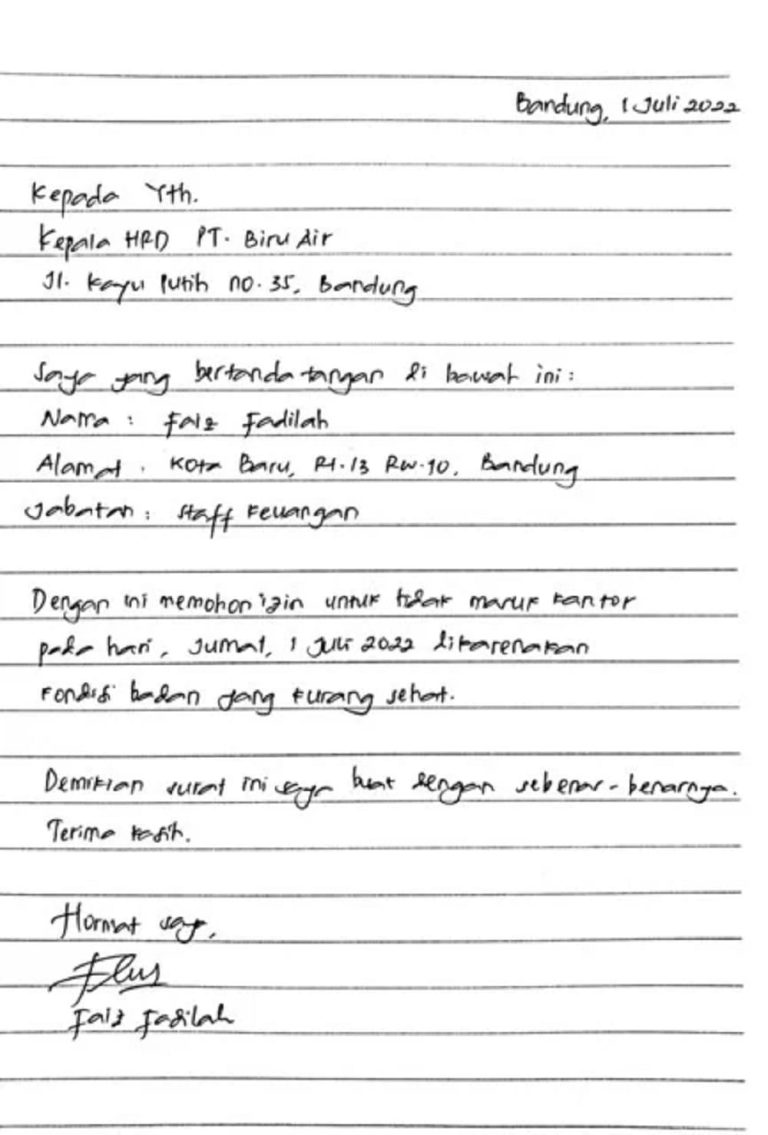 10 Contoh Surat Izin Sakit Kerja dan Template Gratisnya