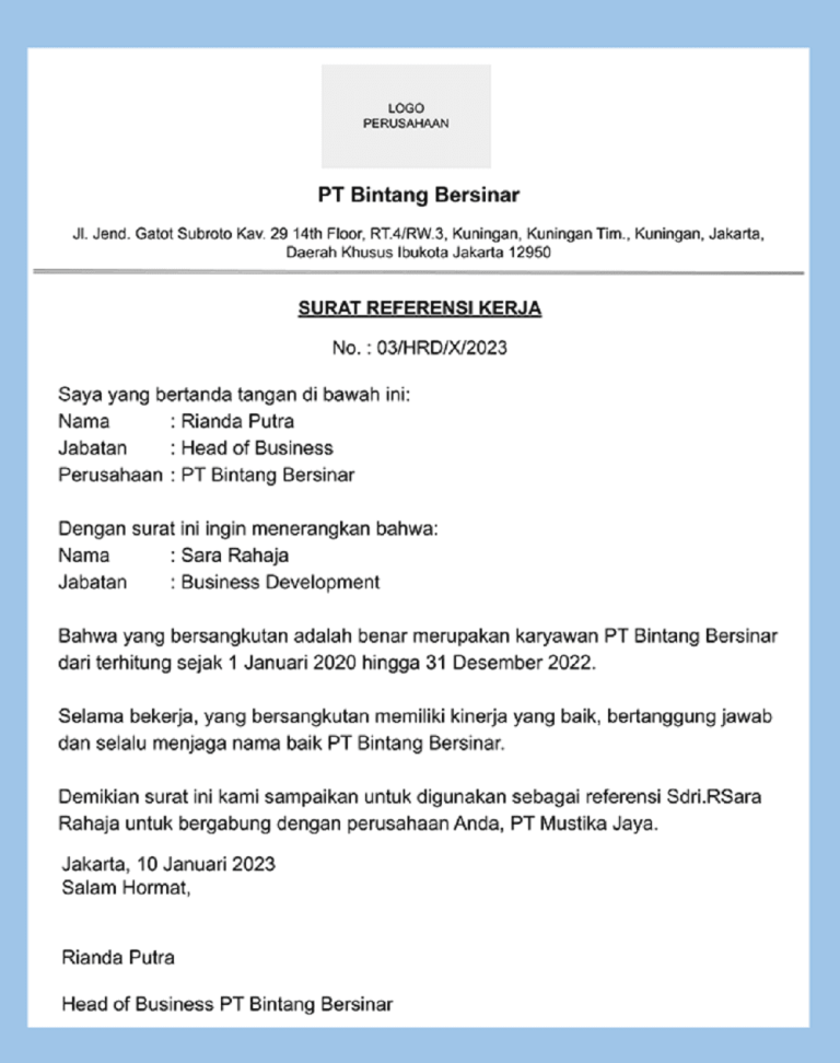 10 Contoh Surat Rekomendasi Kerja dan Template Gratisnya