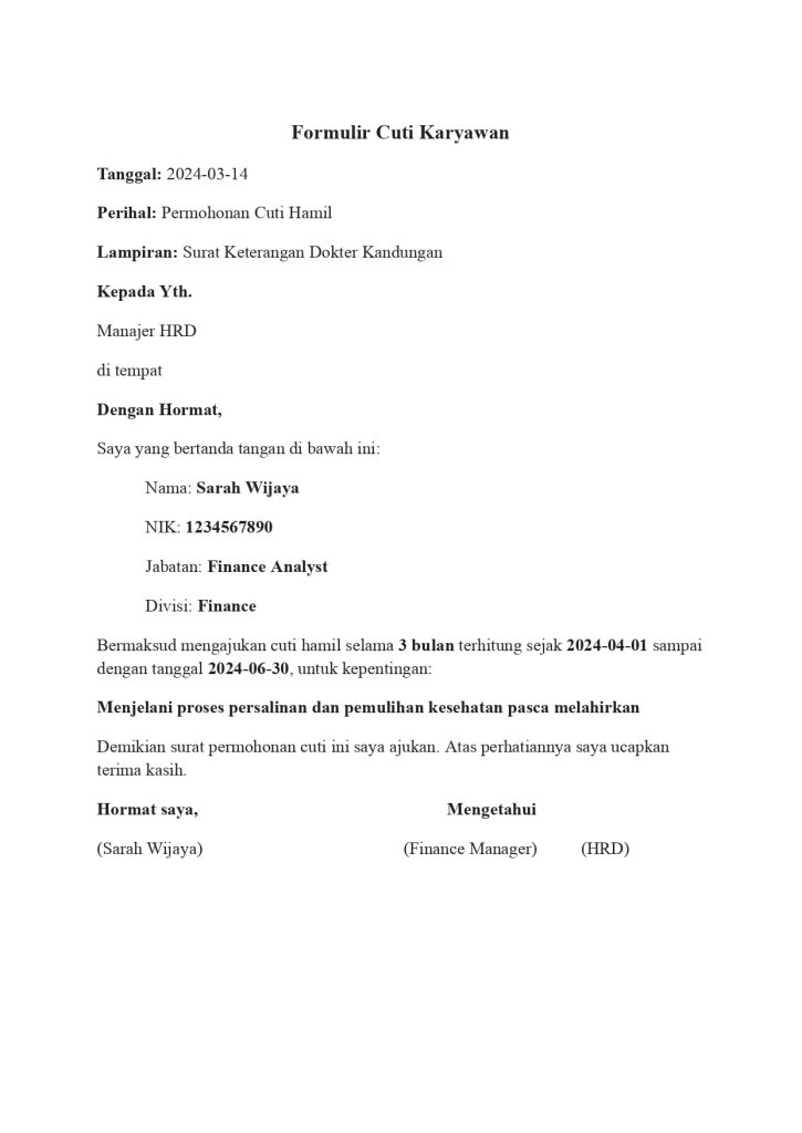 Form Cuti Karyawan: Manfaat, Contoh, dan Unduh Template Gratis