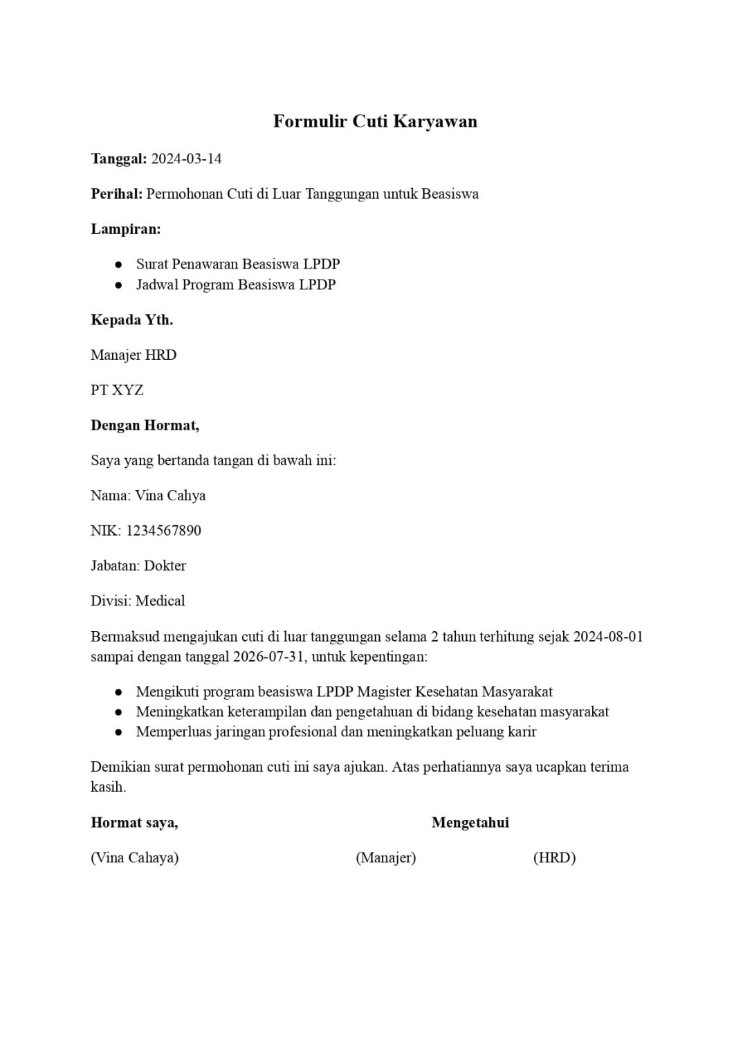 Form Cuti Karyawan: Manfaat, Contoh, dan Unduh Template Gratis