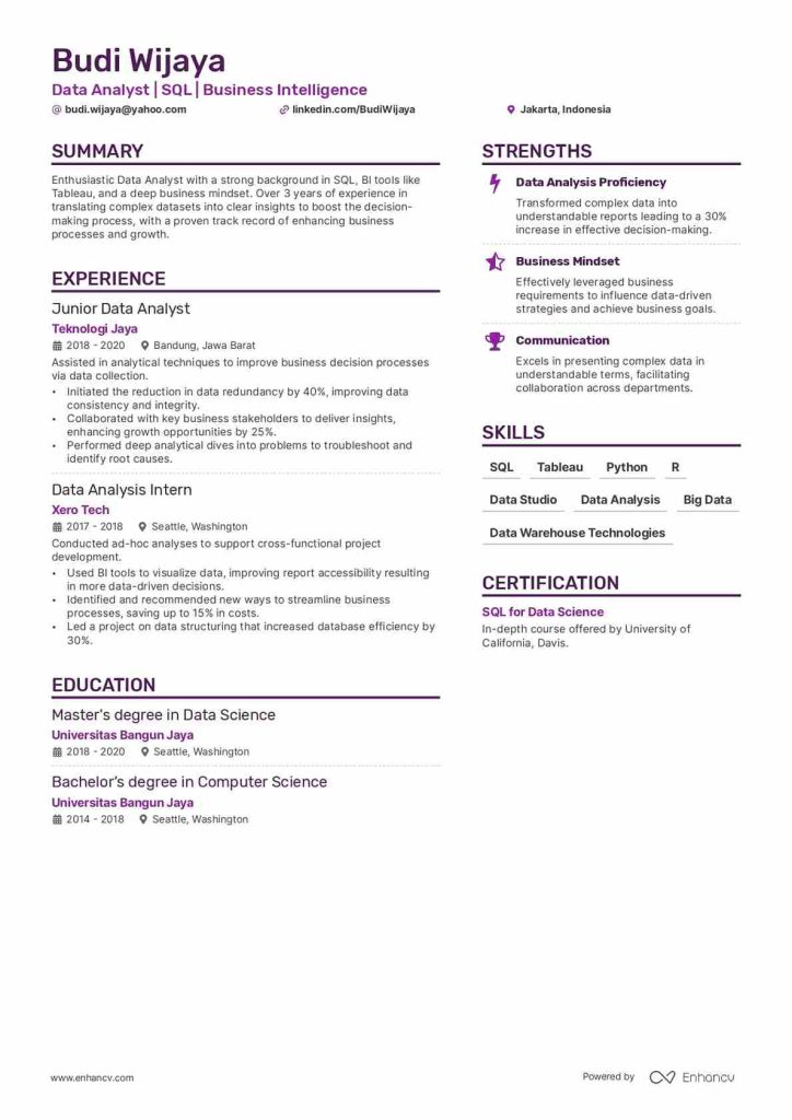 Contoh CV Data Analysis, Cara Membuat, dan Templatenya