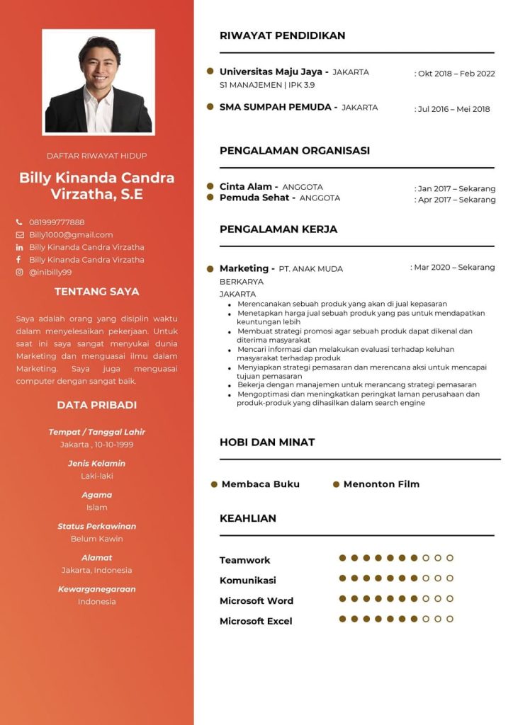 10 Contoh CV Digital Marketing Terbaik dan Templatenya