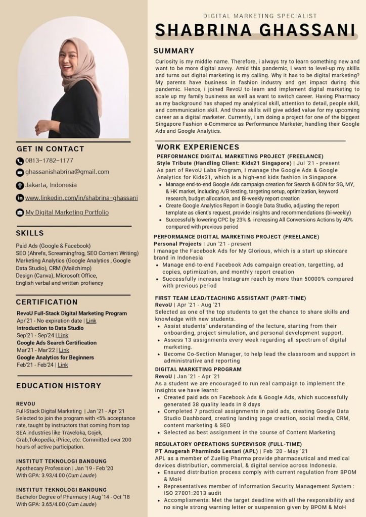 10 Contoh CV Digital Marketing Terbaik dan Templatenya