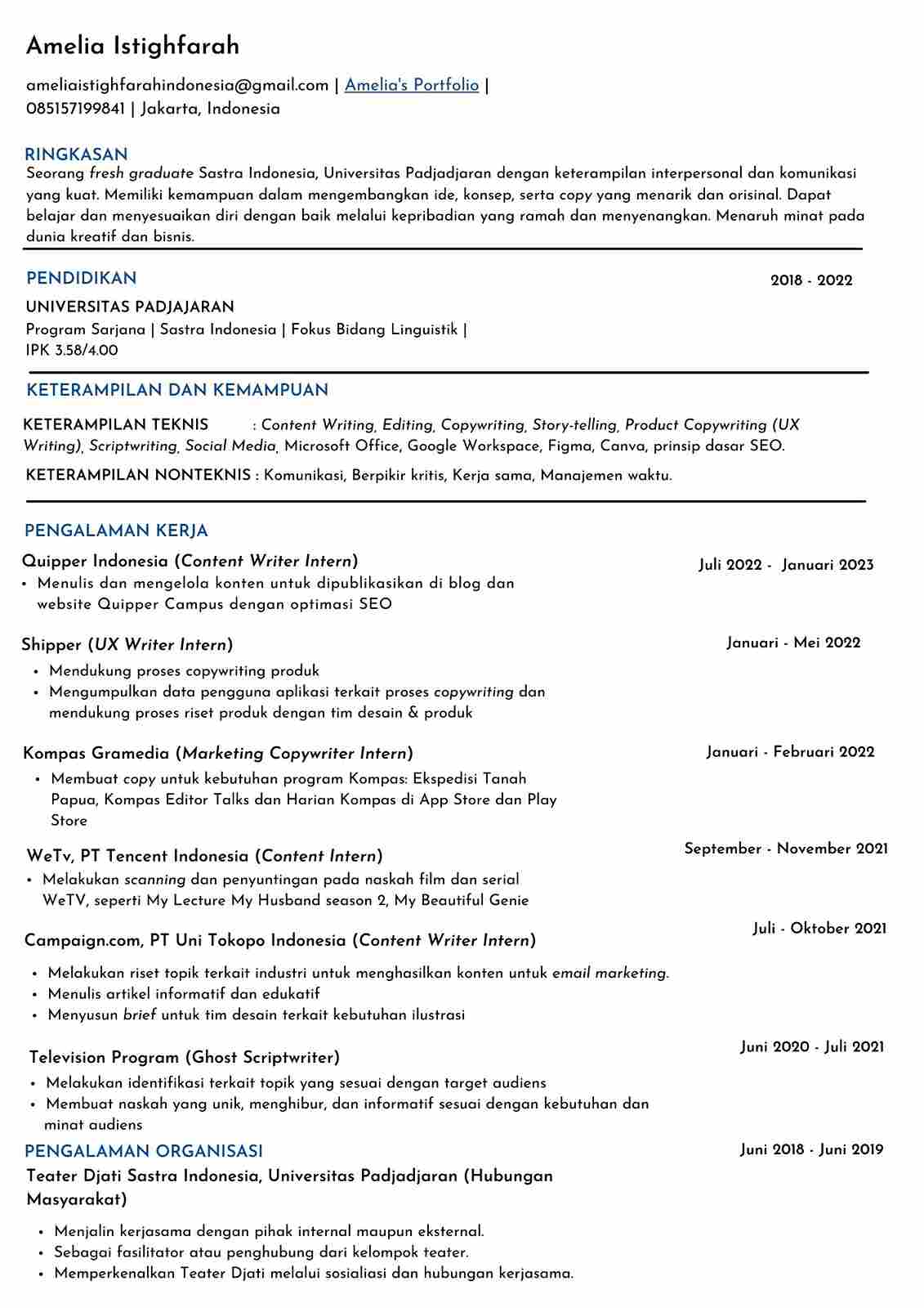 7 Contoh CV Content Writer, Template, dan Cara Membuat