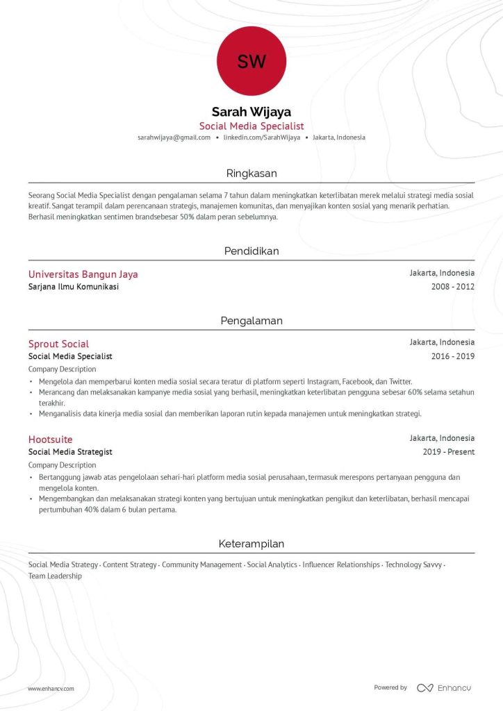 Contoh CV Sosmed Specialist Lengkap dengan Cara Membuatnya