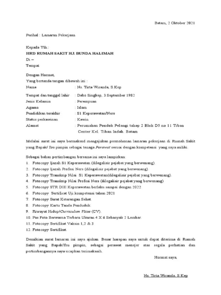 10 Contoh Surat Lamaran Kerja Word, Download di Sini