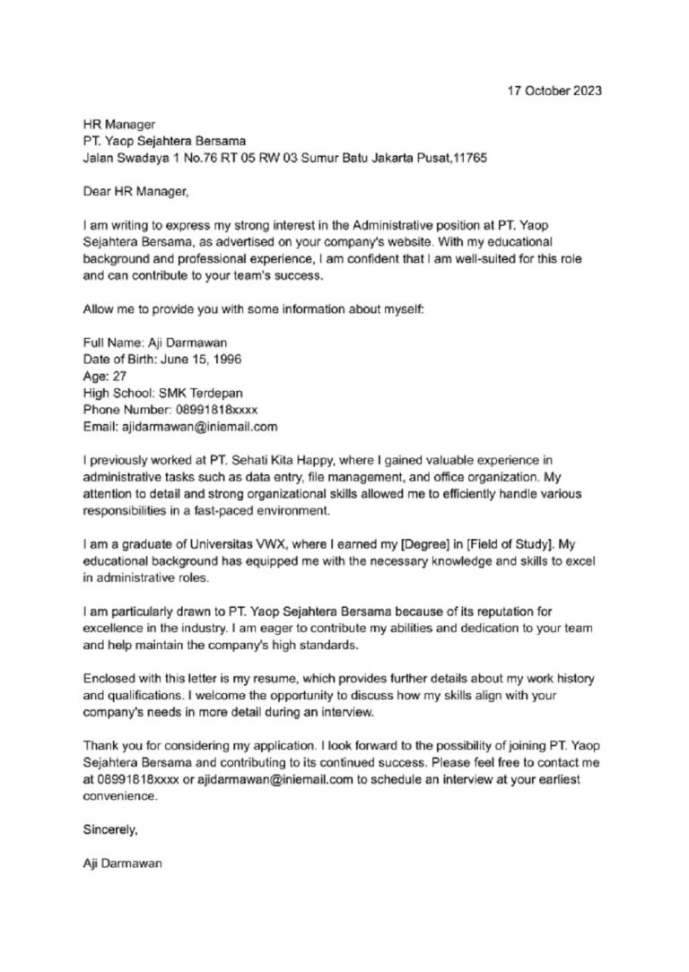 10 Contoh Surat Lamaran Kerja Word, Download di Sini