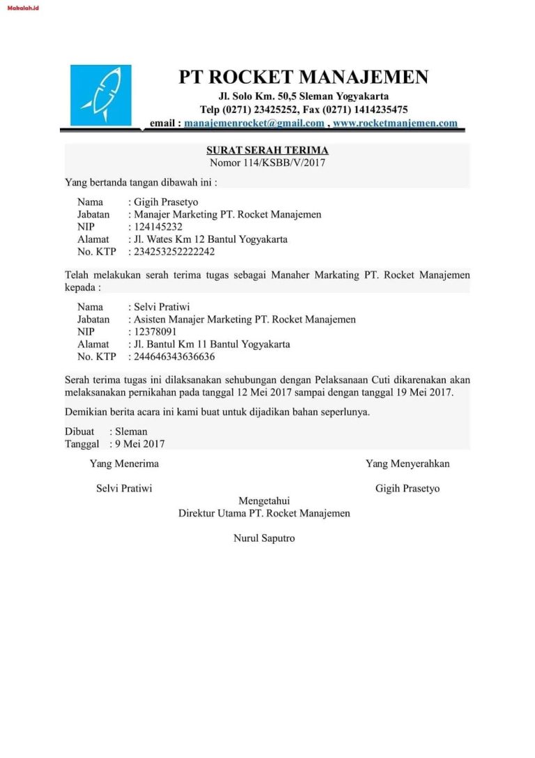 10 Contoh Handing Over Letter dan Cara Membuatnya