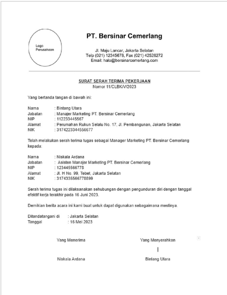 10 Contoh Handing Over Letter dan Cara Membuatnya