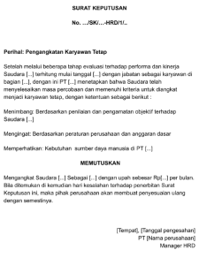 10 Contoh SK Karyawan Tetap dan Template Gratisnya