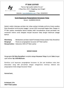 10 Contoh SK Karyawan Tetap dan Template Gratisnya