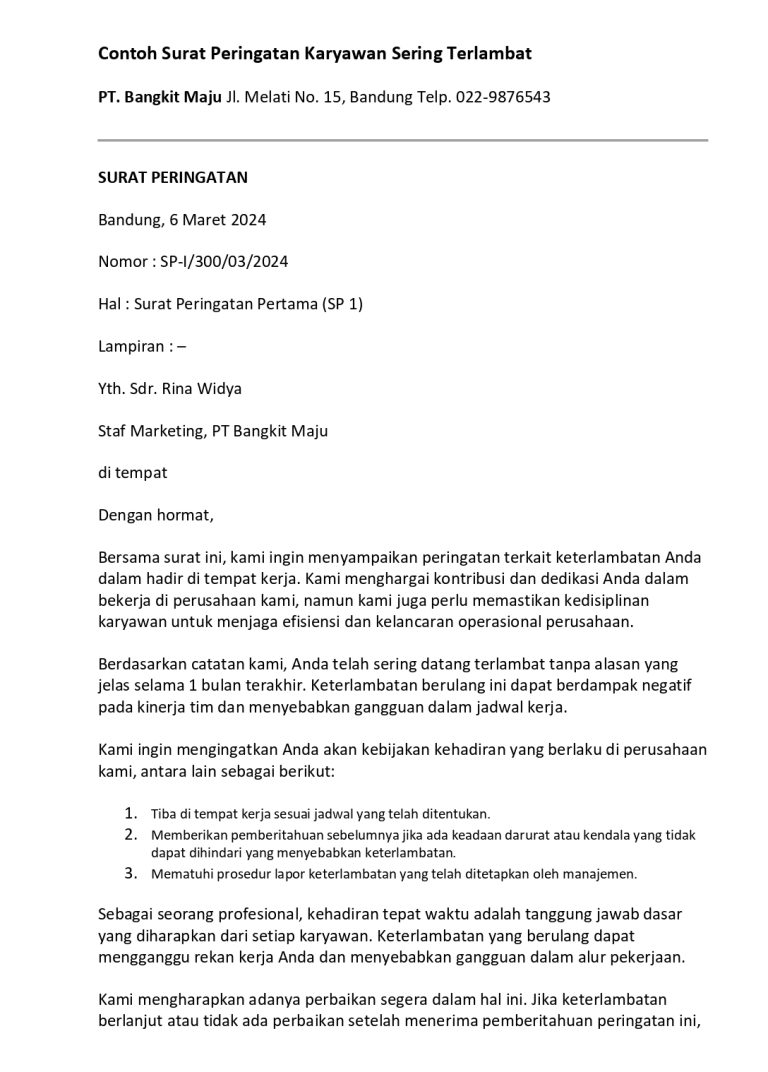 Download 10 Contoh Surat Teguran Karyawan dan Aturannya