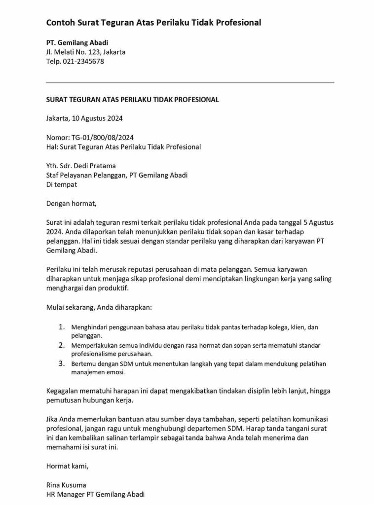 Download 10 Contoh Surat Teguran Karyawan dan Aturannya