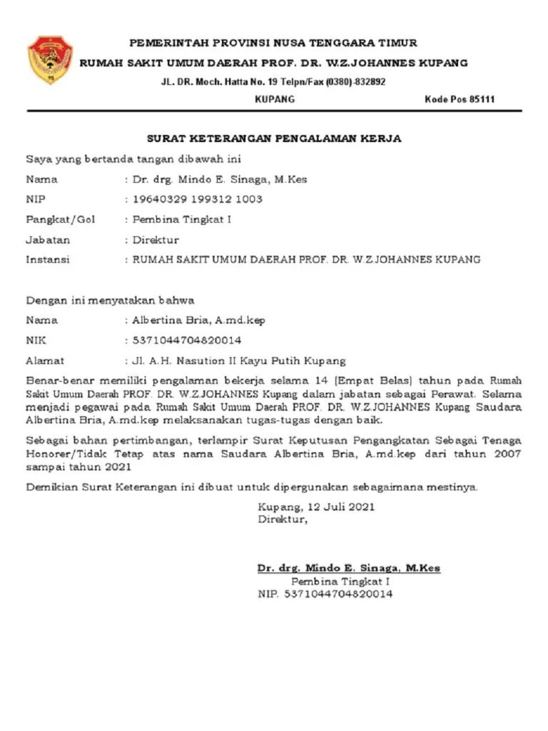 20 Contoh Surat Pengalaman Kerja dan Download Templatenya - Gajihub Blog