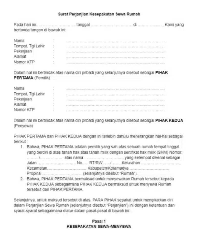 Download Surat Perjanjian Kesepakatan, Contoh dan Templatenya