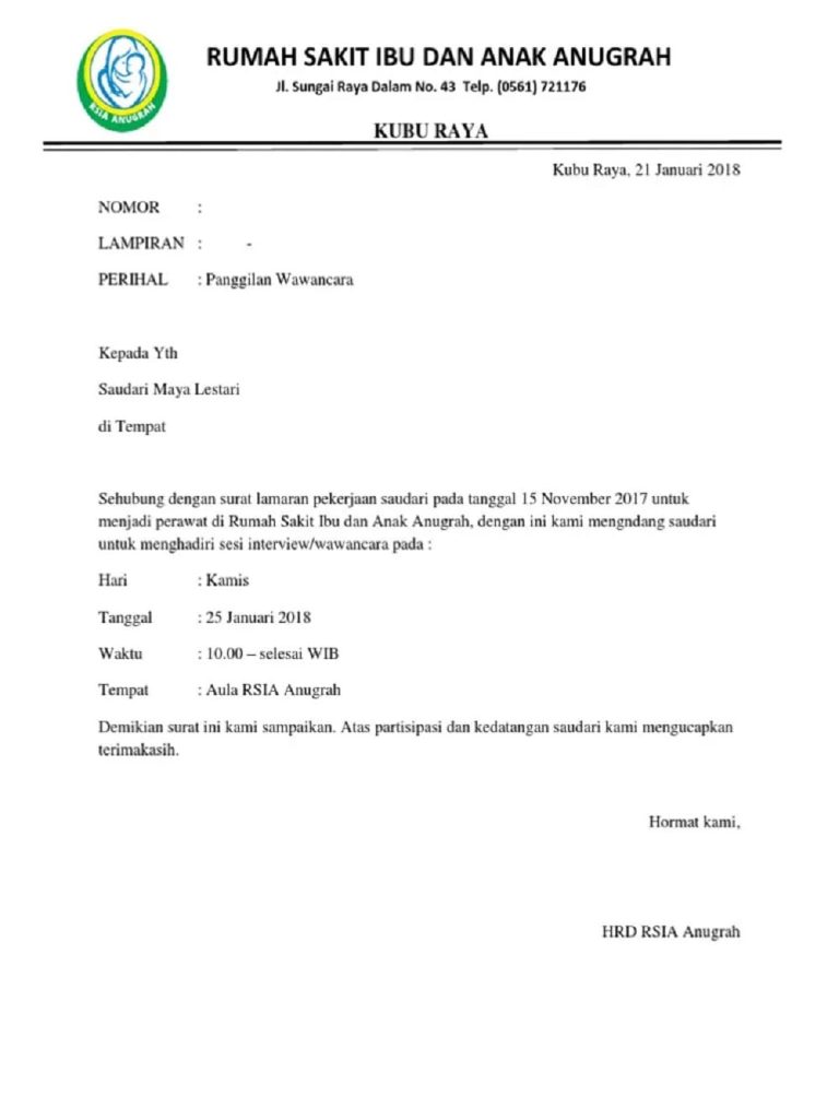 10 Contoh Surat Panggilan Kerja dan Download Templatenya