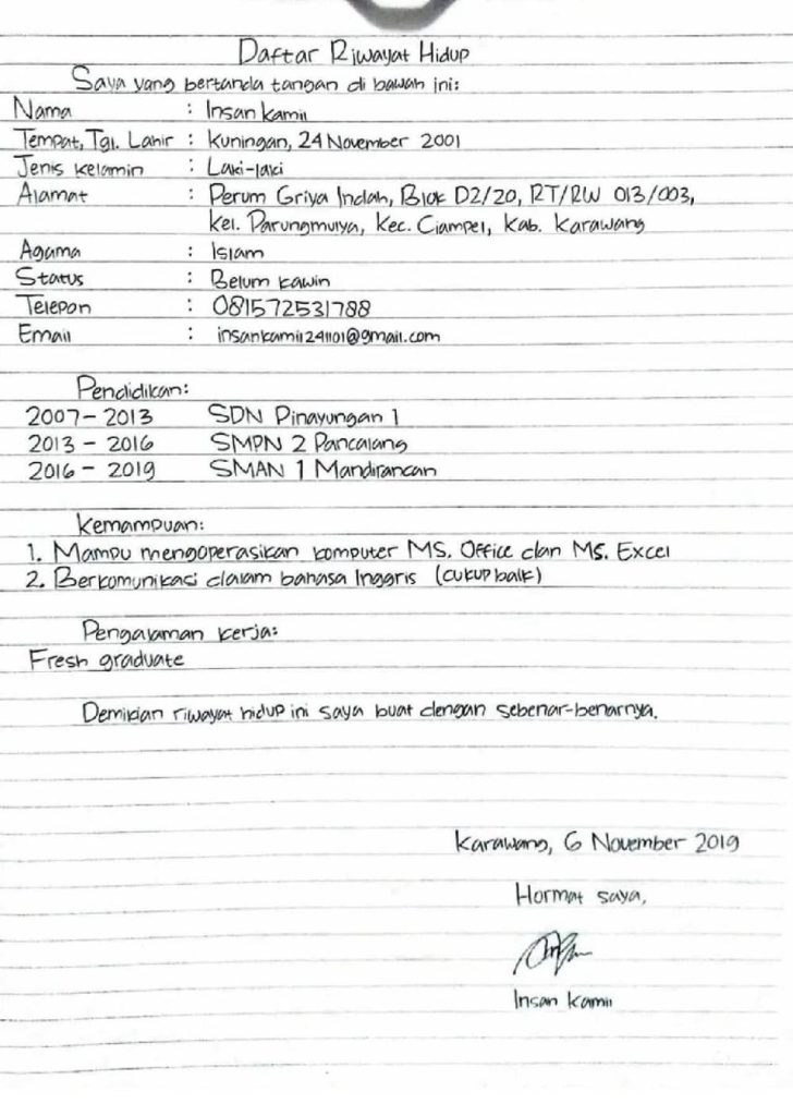 10 Contoh CV Lulusan SMA dan Tips Membuatnya - Gajihub Blog