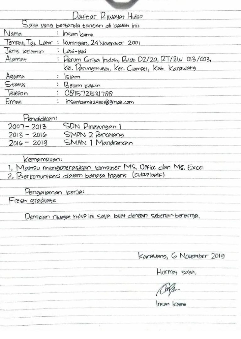 10 Contoh CV Lulusan SMA dan Tips Membuatnya - Gajihub Blog