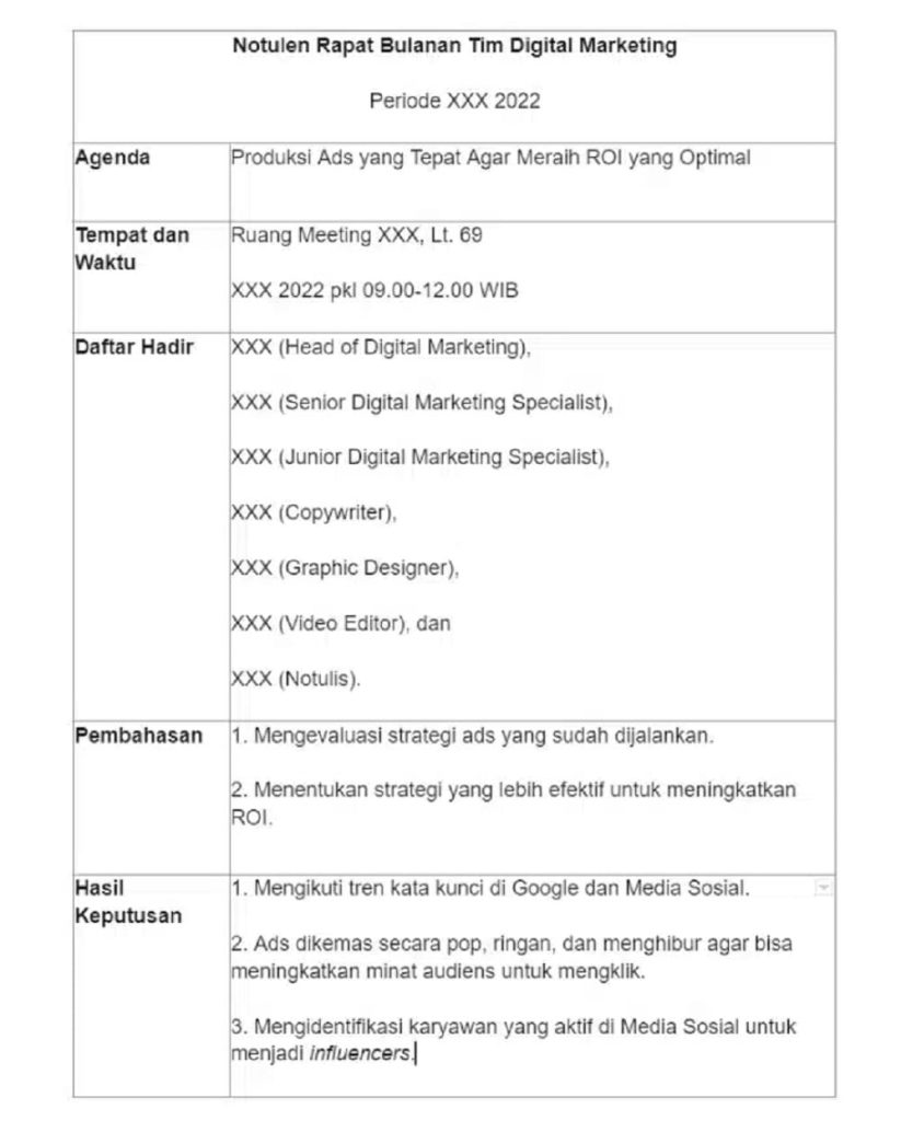 Contoh Notulen Rapat dan Cara Membuatnya - Gajihub Blog