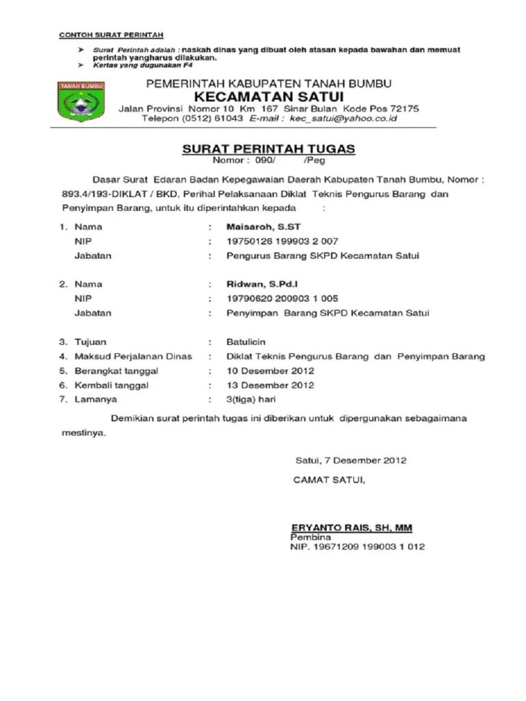 Surat Perintah Tugas: Komponen, Contoh, dan Templatenya - Gajihub Blog