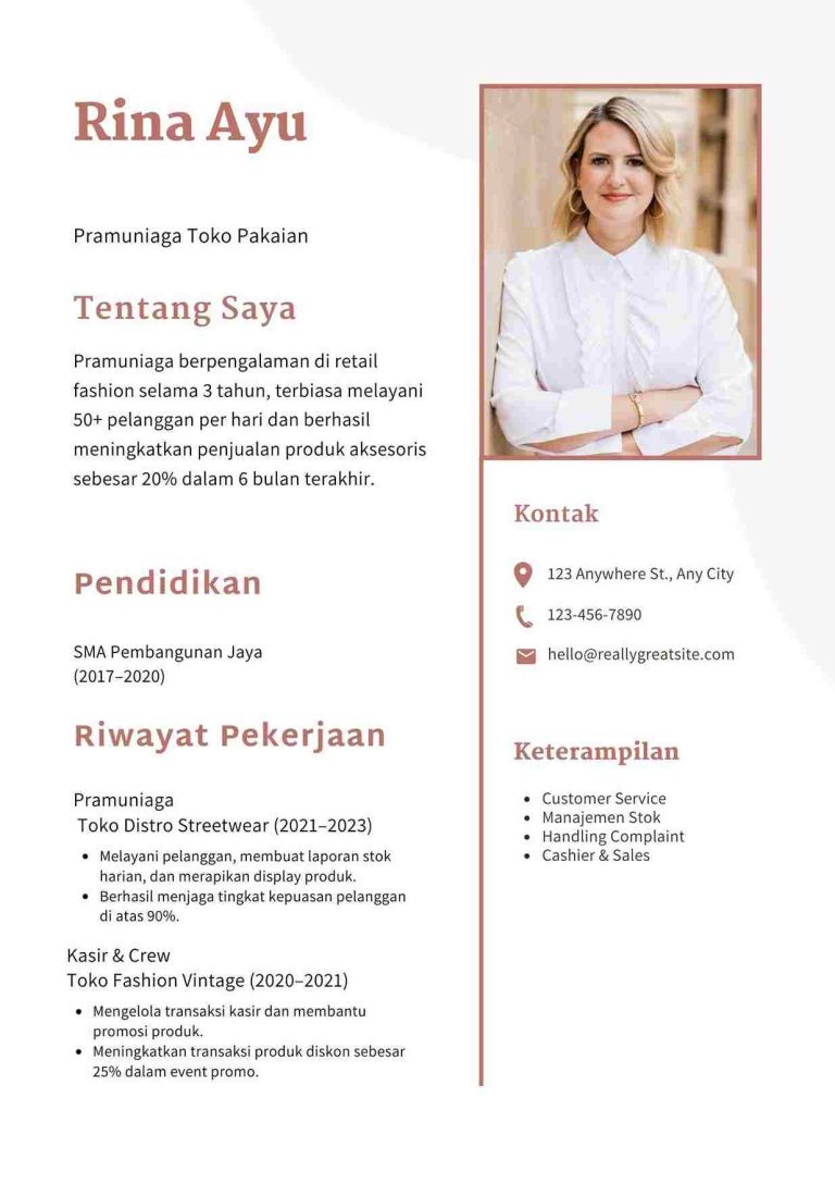 7 Contoh CV Pramuniaga, Tips Menulis, dan Templatenya - Gajihub Blog